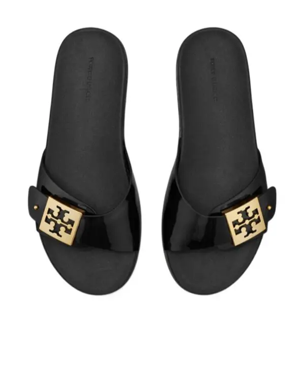 Tory Burch Buckle Slip-on Slides - Black