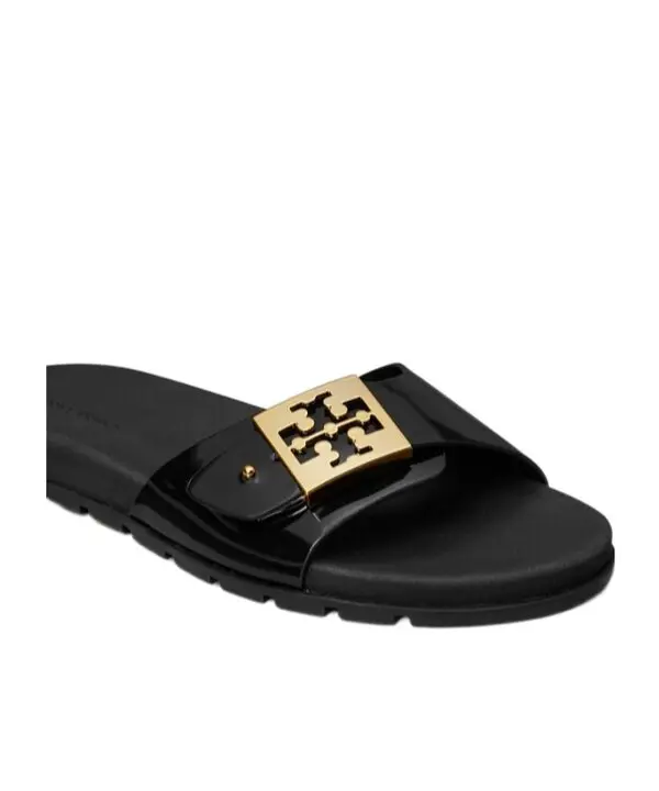 Tory Burch Buckle Slip-on Slides - Black