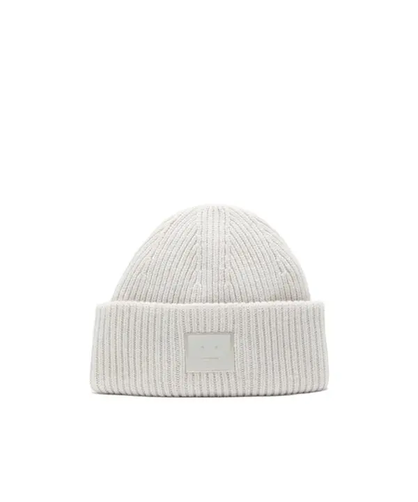 Acne Studios Ribbed Face-patch Beanie Hat - White