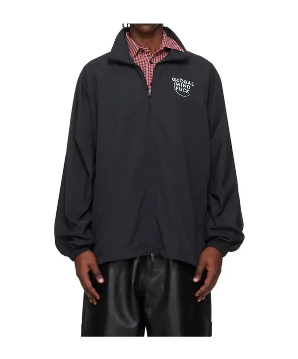 Vetements Zip-up Logo Embroidered Jacket - Black