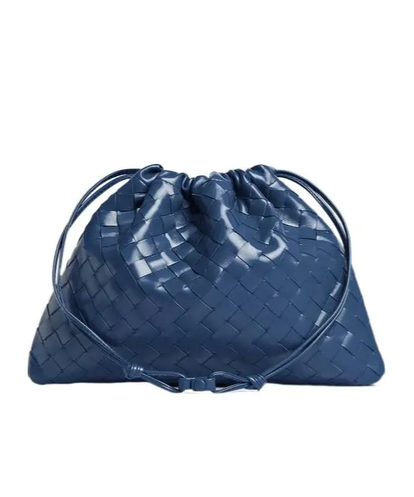 Bottega Veneta Intrecciato Drawstring Shoulder Bag - Blue