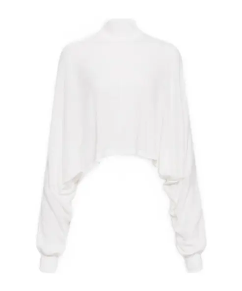 Alaïa Draped Mock Neck Jumper With Back Cut-out - White