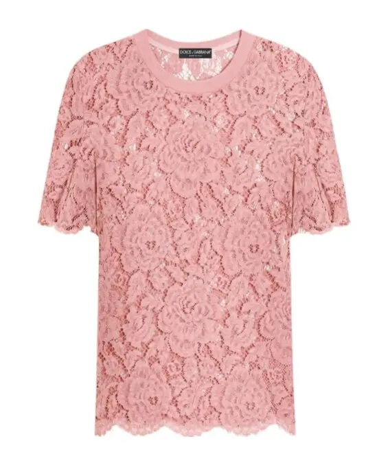 Dolce & Gabbana Short-sleeved Lace Top - Pink