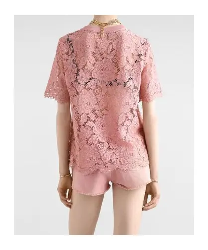 Dolce & Gabbana Short-sleeved Lace Top - Pink
