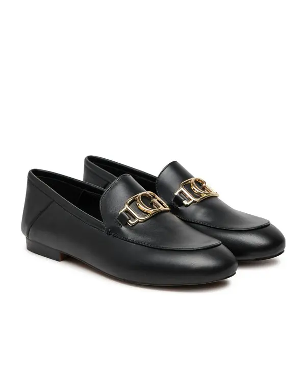 Guess Martynas Leather Loafers With Gold Tone Detailing