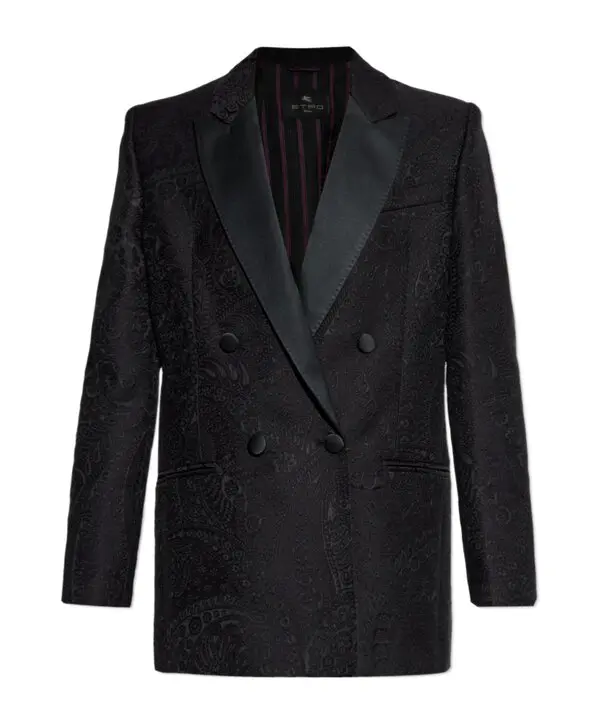 Etro Double Breasted Floral Paisley Motif Blazer