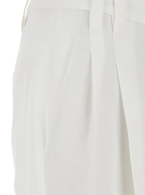Brunello Cucinelli Fluid Twill Wide Leg Trousers - Beige