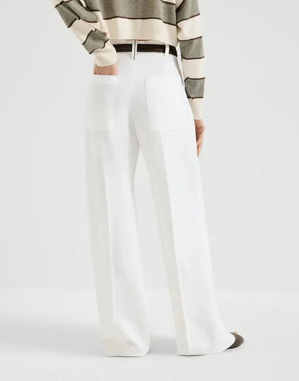Brunello Cucinelli Fluid Twill Wide Leg Trousers - Beige
