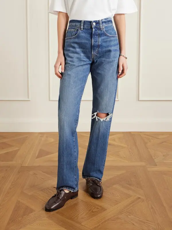 Polo Ralph Lauren Distressed Straight-leg Jeans - Medium Denim Blue