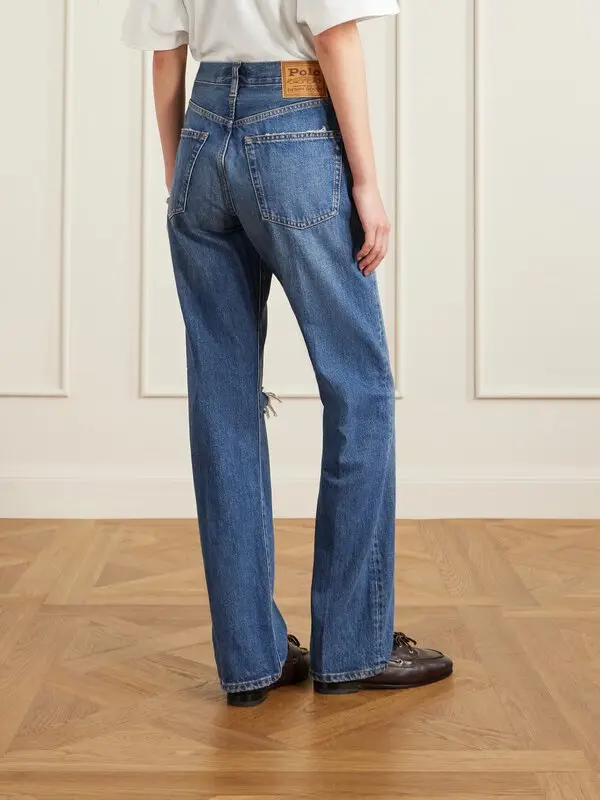 Polo Ralph Lauren Distressed Straight-leg Jeans - Medium Denim Blue