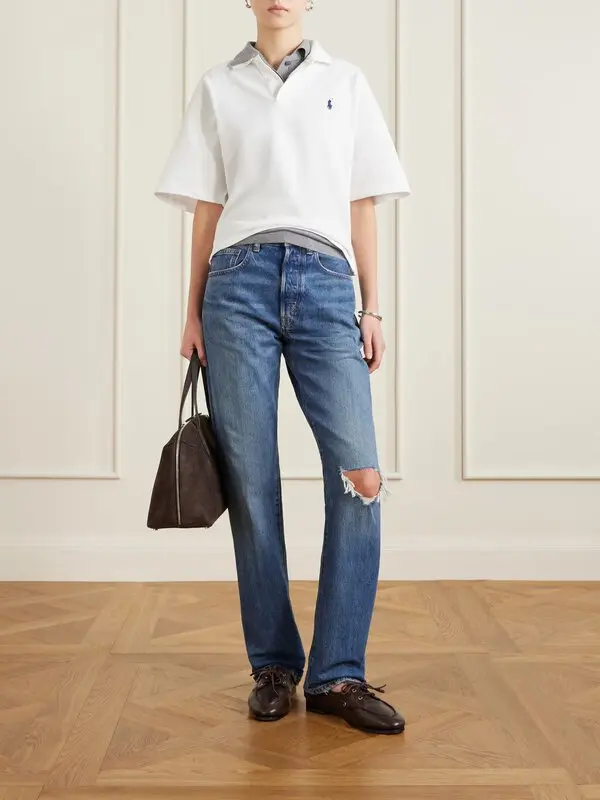 Polo Ralph Lauren Distressed Straight-leg Jeans - Medium Denim Blue