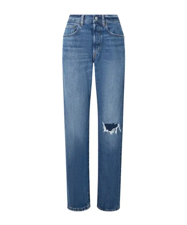 Polo Ralph Lauren Distressed Straight-leg Jeans - Medium Denim Blue