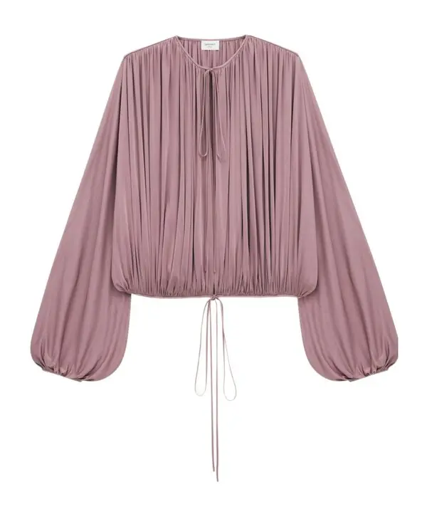 Saint Laurent Gathered Drawstring Blouse - Pink