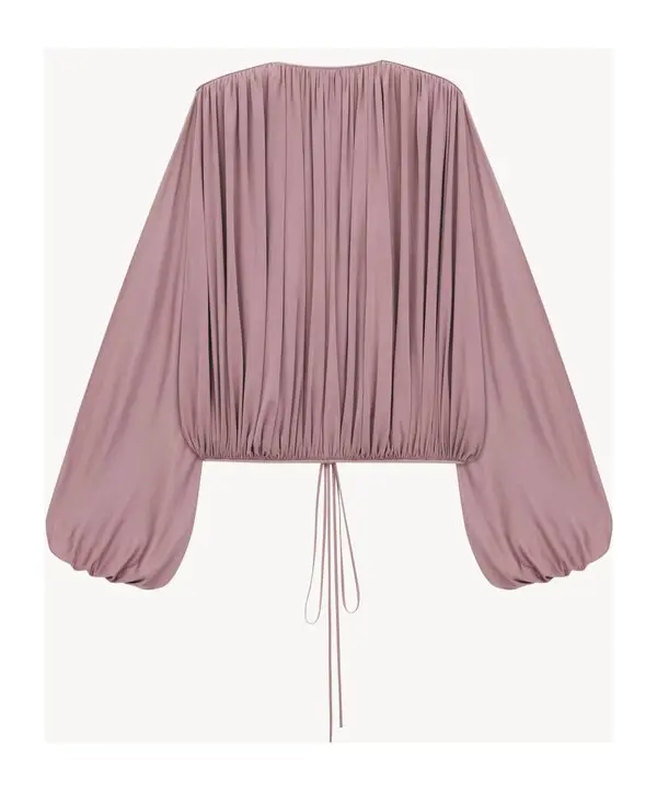 Saint Laurent Gathered Drawstring Blouse - Pink