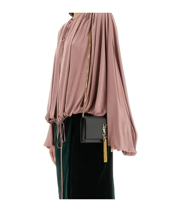 Saint Laurent Gathered Drawstring Blouse - Pink