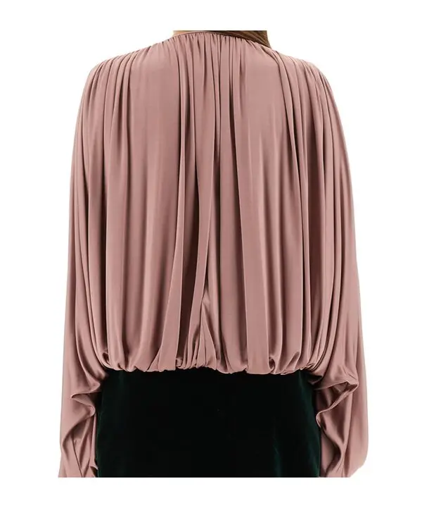 Saint Laurent Gathered Drawstring Blouse - Pink