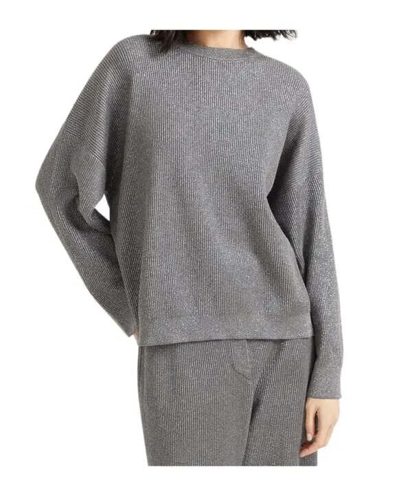 Brunello Cucinelli Ribbed Metallic Sweater