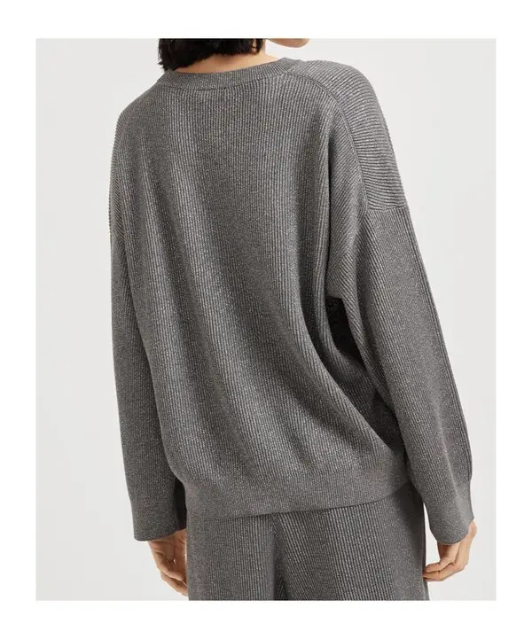 Brunello Cucinelli Ribbed Metallic Sweater
