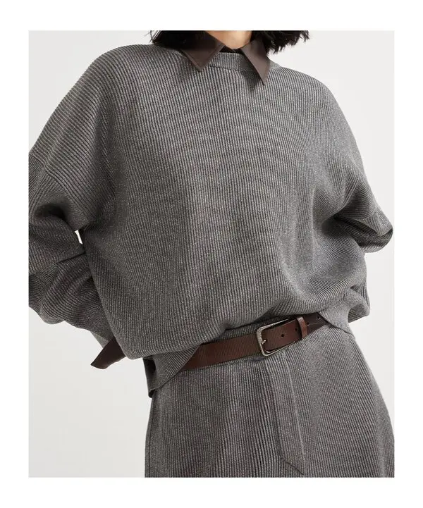 Brunello Cucinelli Ribbed Metallic Sweater