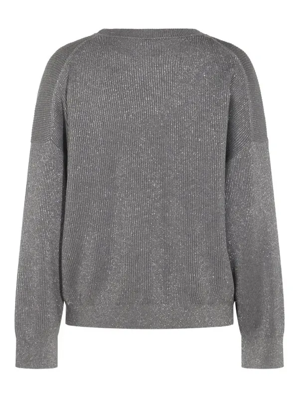 Brunello Cucinelli Ribbed Crewneck Sweater With Pearl Embellishment