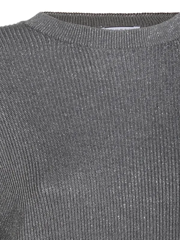 Brunello Cucinelli Ribbed Crewneck Sweater With Pearl Embellishment