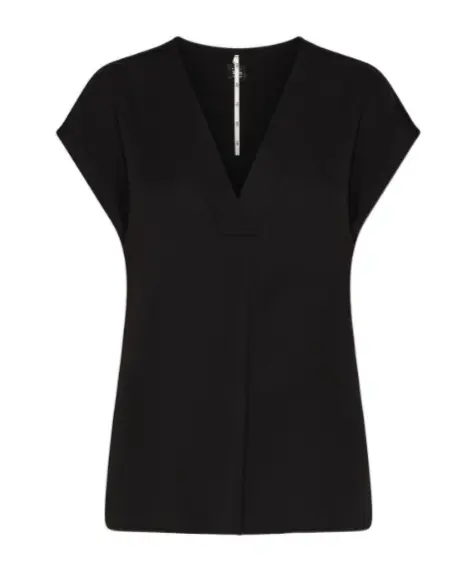 Marella Fluid Satin V-neck Blouse - Black