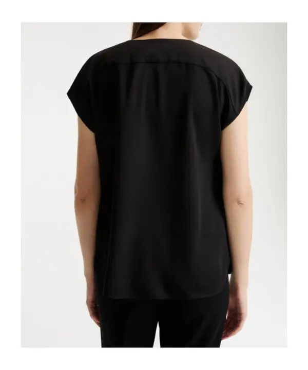 Marella Fluid Satin V-neck Blouse - Black