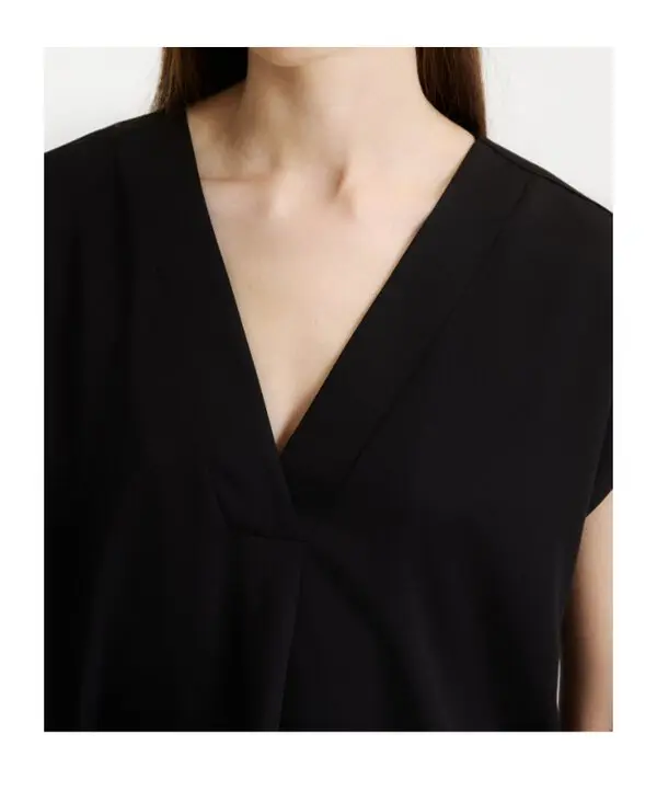 Marella Fluid Satin V-neck Blouse - Black