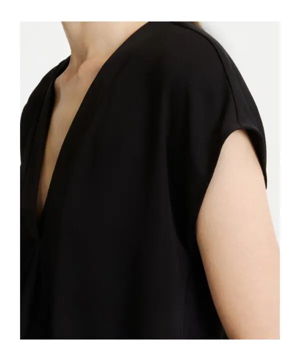 Marella Fluid Satin V-neck Blouse - Black