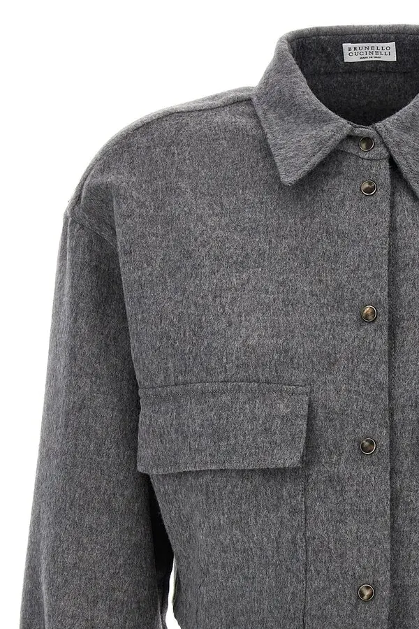 Brunello Cucinelli Long Sleeve Cropped Shirt