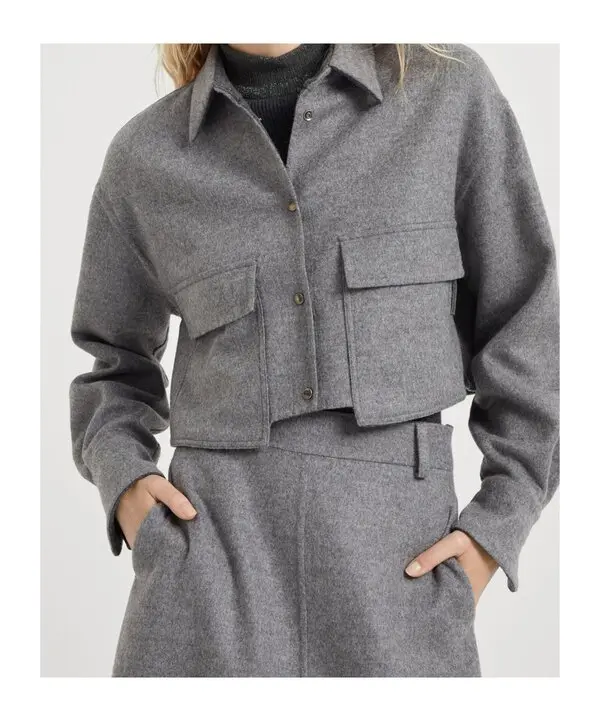Brunello Cucinelli Long Sleeve Cropped Shirt