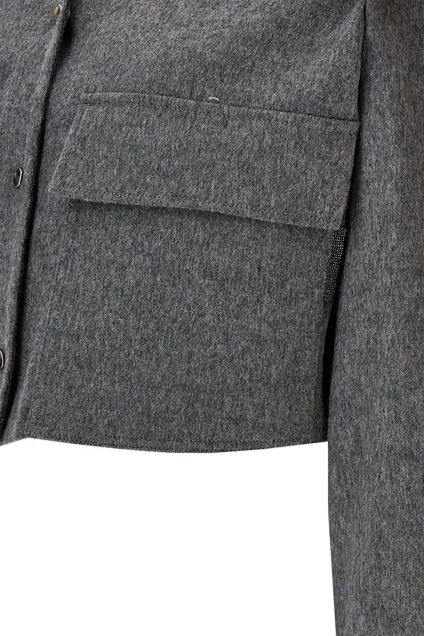 Brunello Cucinelli Long Sleeve Cropped Shirt