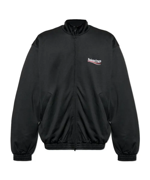 Balenciaga Logo Print Zip-up Jacket - Black