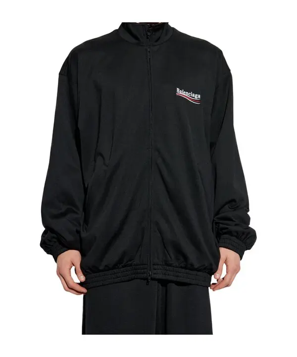 Balenciaga Logo Print Zip-up Jacket - Black