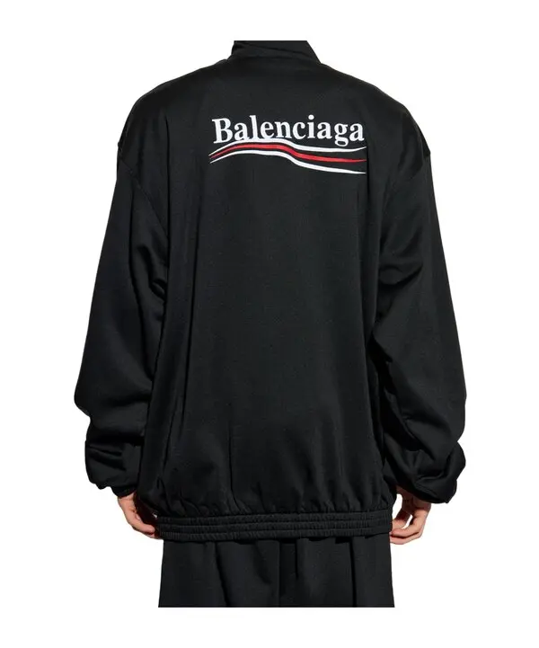 Balenciaga Logo Print Zip-up Jacket - Black