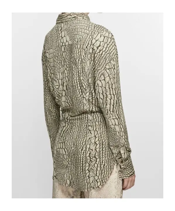 Acne Studios Croco Print Jersey Button-up Shirt