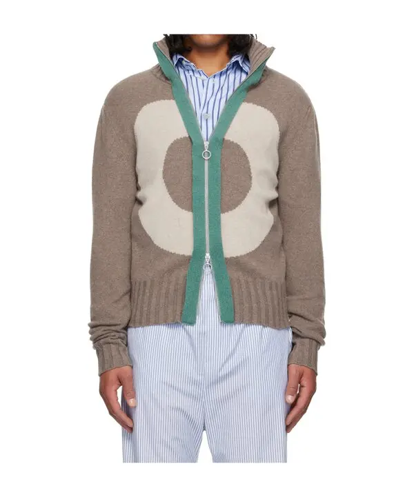 EDWARD CUMING Wool Blend Zip-up Sweater