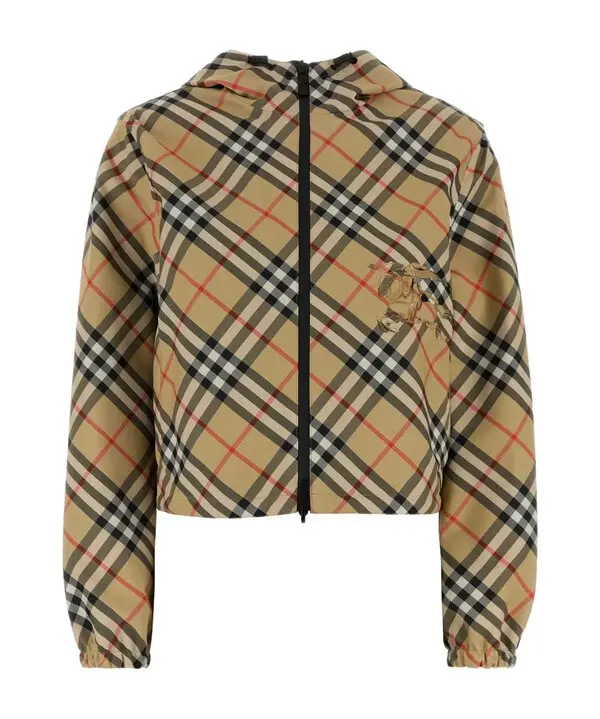 Burberry Checked Hooded Jacket - Green