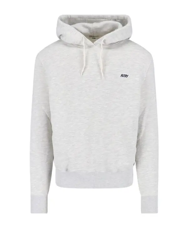 AUTRY Logo Embroidered Drawstring Hoodie - White