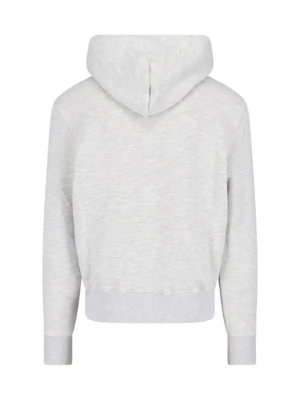 AUTRY Logo Embroidered Drawstring Hoodie - White