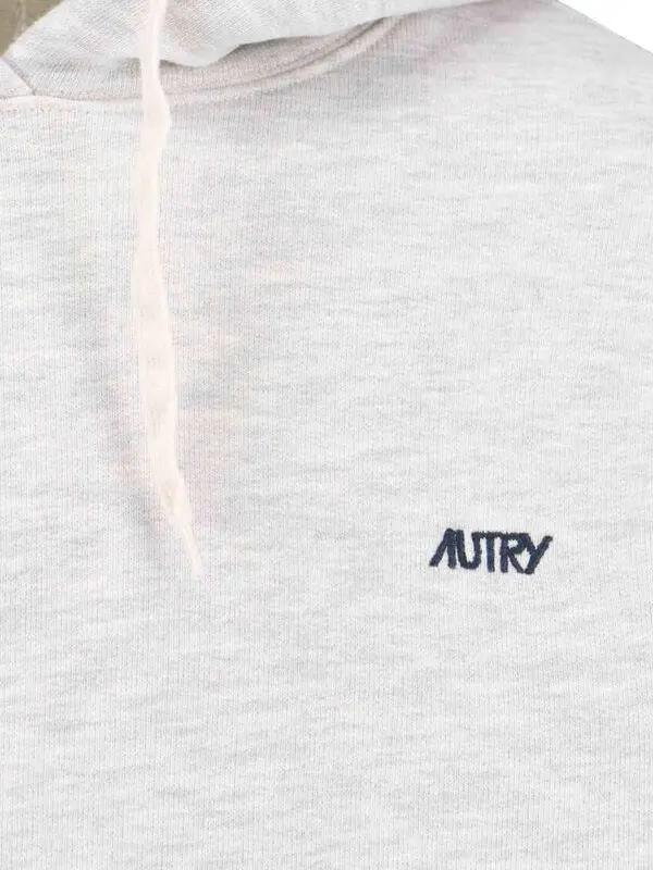 AUTRY Logo Embroidered Drawstring Hoodie - White