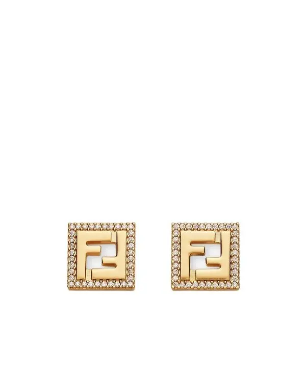 Fendi Embellished Ff Stud Earrings - Golden