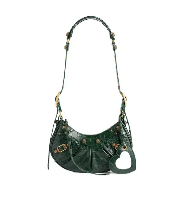 Balenciaga Cagole Embossed Shoulder Bag - Green
