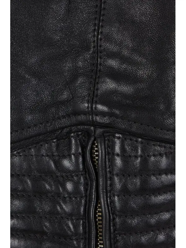 GOLDEN GOOSE Off-center Zipped Leather Biker Jacket