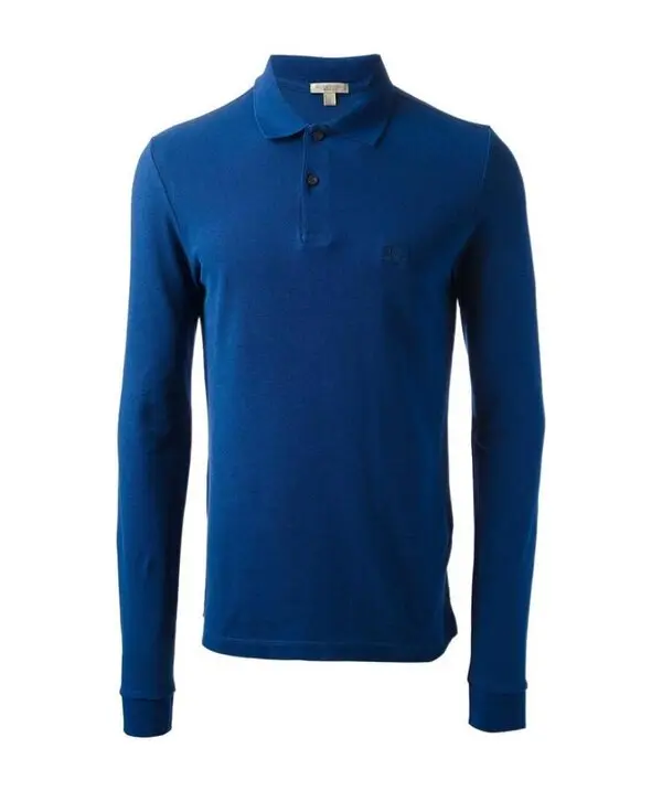 Burberry Logo Long-sleeved Polo Shirt - Blue