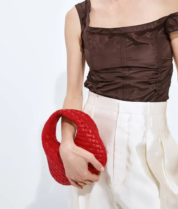 Bottega Veneta Baby Veneta Woven Top Handle Bag - Cardinal