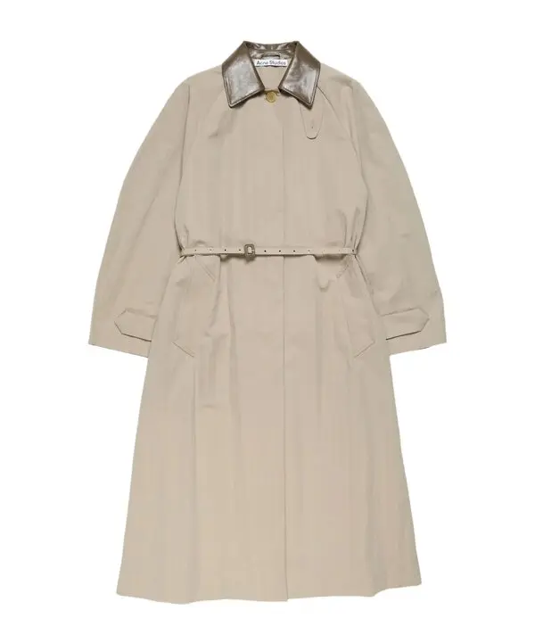 Acne Studios Belted Leather-collar Coat
