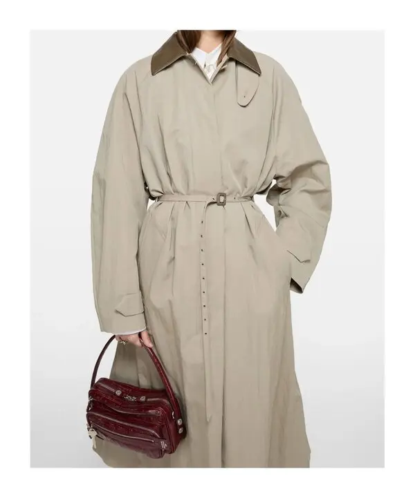 Acne Studios Belted Leather-collar Coat