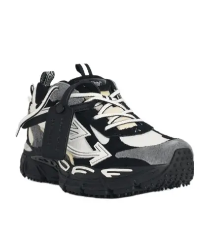 Off-White Leather Blend Sneakers With Arrow Detail - Black