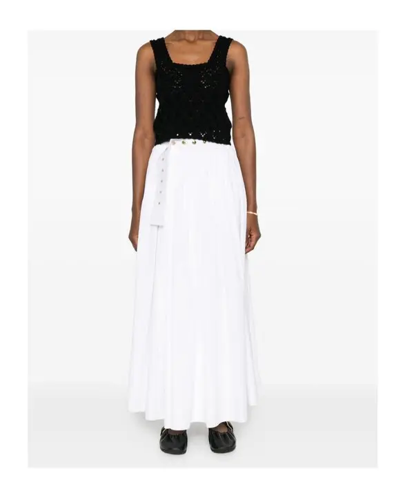Celine Cotton Pointelle Knit Sleeveless Top - Black